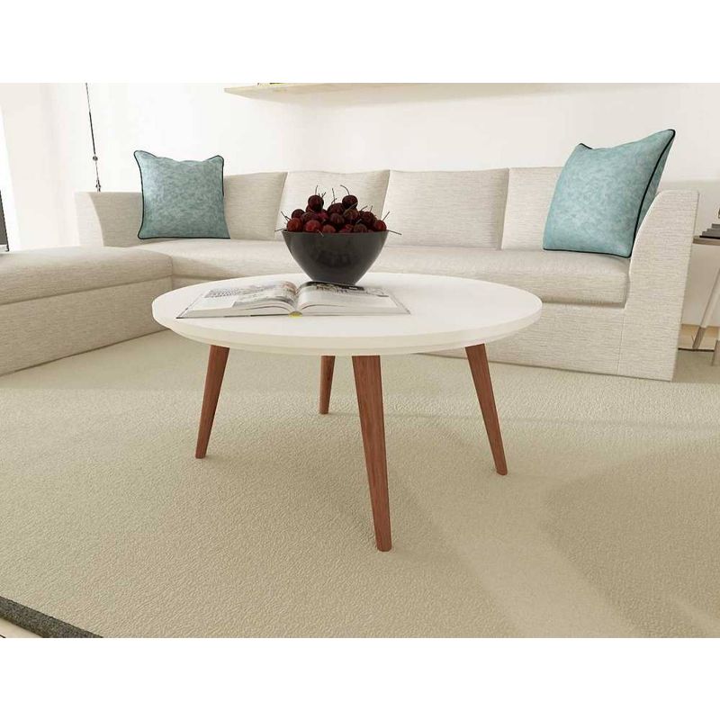 طاولة قهوة، 80 سم، أبيض/بني - AB-13 | كيميت - kemitt