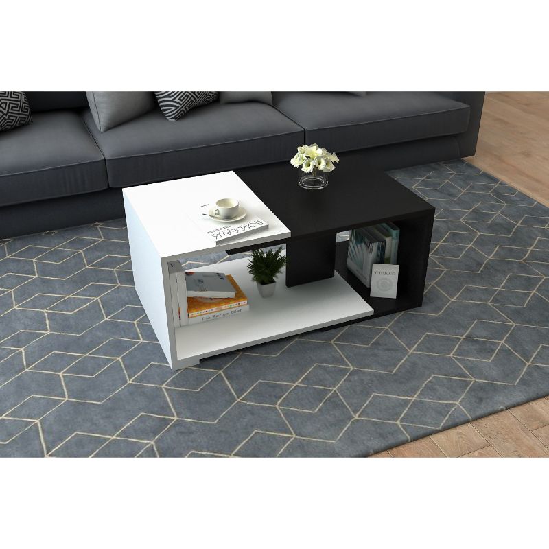 Coffee Table, 90 cm, Black/White - T-122 | كيميت - kemitt