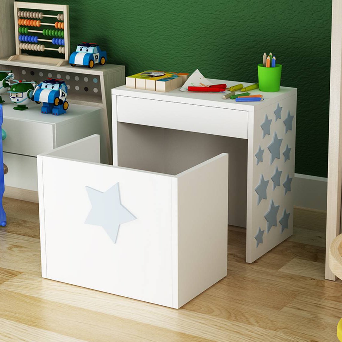 Kids Desk, 50 cm, Baby blue/White - K-008 | كيميت - kemitt