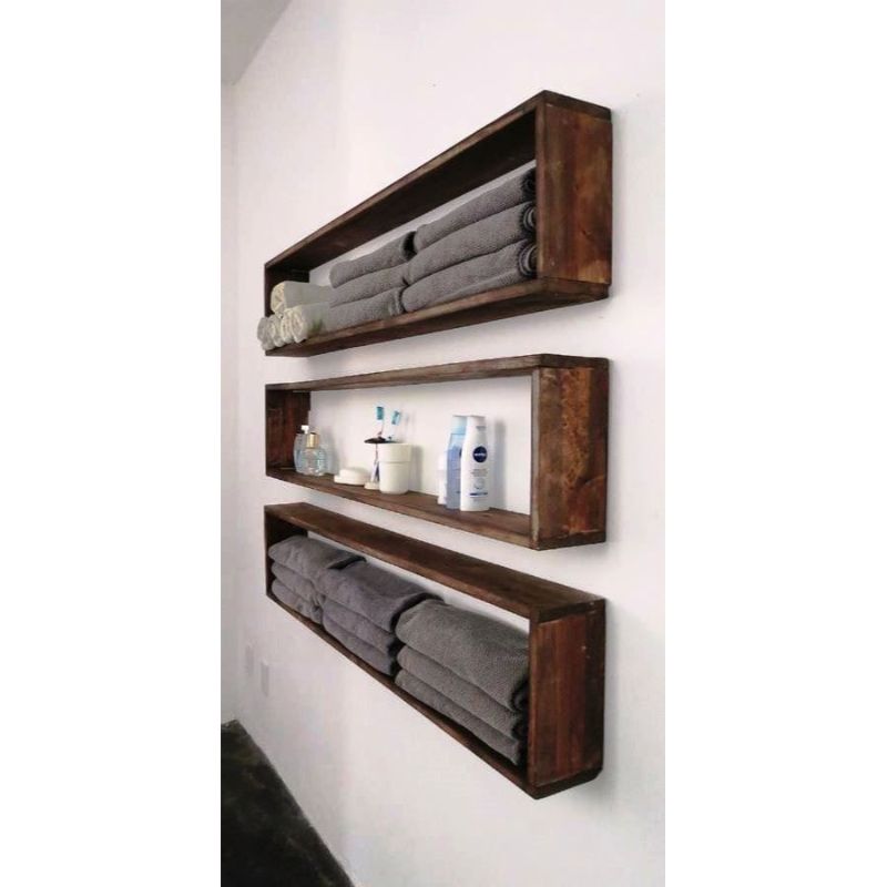 Wall Shelves, 170 cm, Dark Wood - R33 | كيميت - kemitt