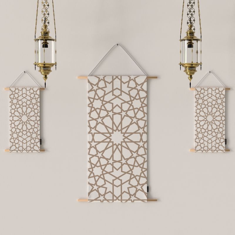 Nova Fabric Posters Set, 3 Pieces, White / Beige - AR465 | كيميت - kemitt