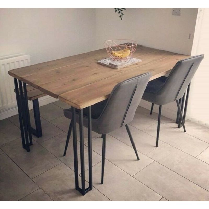 Dining Table, 180 cm, Black / Wooden - DIN34 | كيميت - kemitt