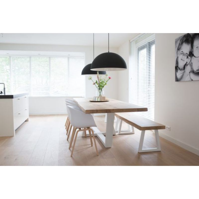 Dining Table, 180 cm, White / Wooden - DIN47 | كيميت - kemitt