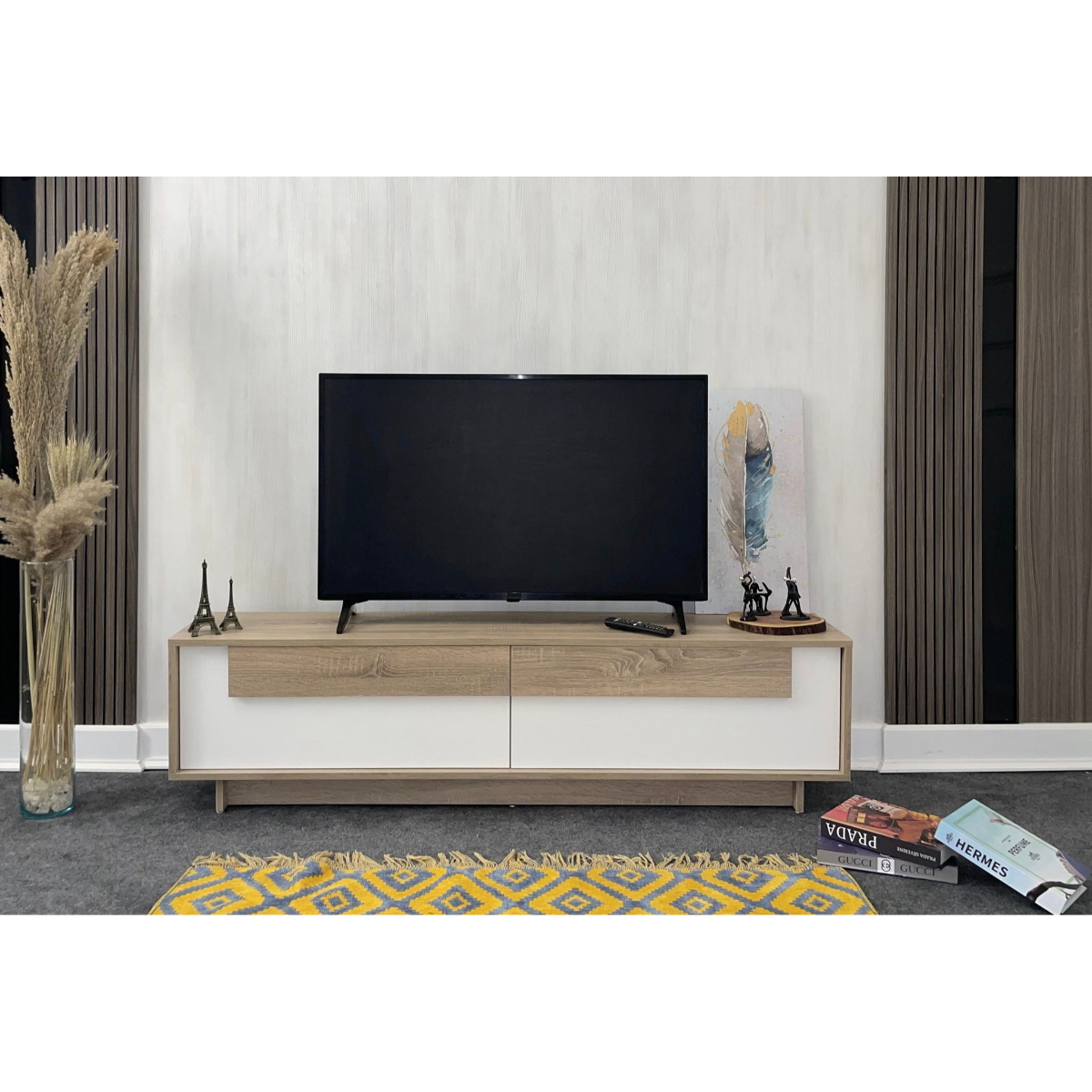 TV unit, 160 cm, Beige/White - KM-EG28-219 | كيميت - kemitt