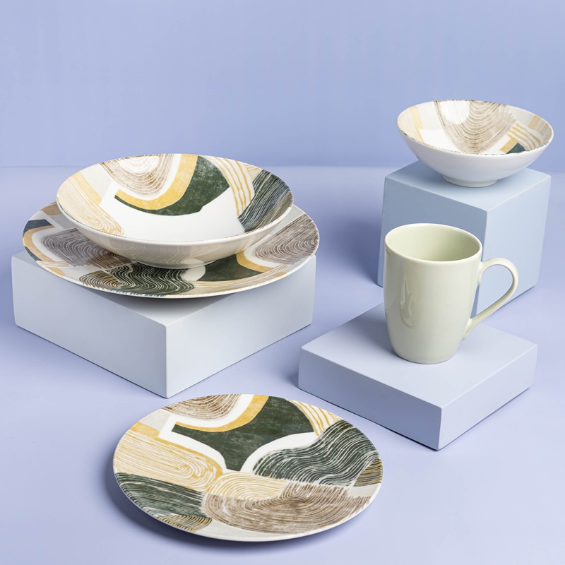 Urban Waves Dinner Set, 30 Pcs, Multi-Colors - KM-EG55-128 | كيميت - kemitt